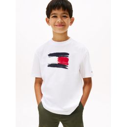Tommy Hilfiger Jungen T-Shirt "FLAG ARCHIVE TEE SS", wei&szlig;, Gr. 7, unifarben, Single Jersey, Obermaterial: 100% Baumwolle, Shirts, Kinder bis 16 Jahre