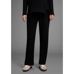 Neun Monate Damen Umstandshose "Weite Jerseyhose f&uuml;r Schwangerschaft & Stillzeit, elastische Rippware", schwarz, Basic, Gr. 44, unifarben, Jersey,