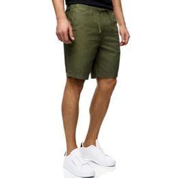 INDICODE Herren Shorts "INWamo", gr&uuml;n, Gr. XXL, unifarben, Web, Obermaterial: 55% Baumwolle, 45% Leinen, Hosen