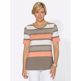 Classic Basics Damen Rundhalsshirt "Shirt", orange, Gr. 38, gemustert, gestreift, mehrfarbig, 50% Baumwolle, 50% Modal, Shirts