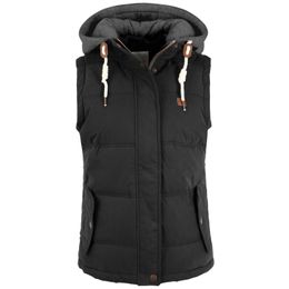 oxmo Damen Steppweste "Steppweste OXLewonda", schwarz, Gr. S, Obermaterial: 70% Baumwolle CO. 30% Nylon NY., Westen