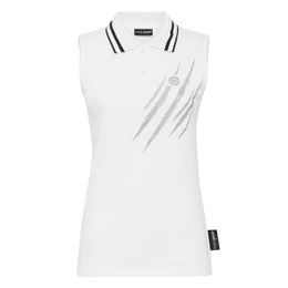 Plein Sport Damen Poloshirt "Scratch", wei&szlig;, Gr. XS, Obermaterial: 100% Baumwolle, Shirts