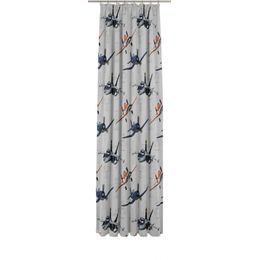 Vorhang WIRTH, B:142cm H:255cm, grau, Satin, Polyester, Kinderzimmer, Gardinen, "Planes Echo", Disney