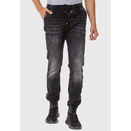 Cipo & Baxx CIPO & BAXX Herren 5-Pocket-Jeans "Hose", schwarz, Gr. 30, unifarben, 98% Baumwolle, 2% Elasthan, Jeans, im Used-Look