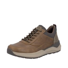 Rieker Herren Sneaker, Gr. 42, braun, Lederimitat, Schuhe, Schnürschuh, Halbschuh, Freizeitschuh mit herausnehmbarer Soft-Einlage