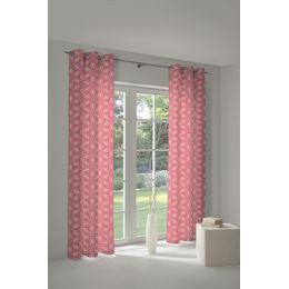 Vorhang Adam, B:145cm H:175cm, pink, Jacquard, Baumwolle (Bio-Baumwolle), Wohnzimmer, Gardinen, "Retro Floret", aus 100% Bio-Baumwolle