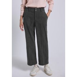Damen Stoffhose, grau, Gr. 44, STREET ONE STUDIO, unifarben, Stoff, 100% Polyester, Hosen, High Waist