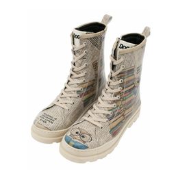 DOGO Damen Stiefelette "Gisele Schn&uuml;rstiefel Boots The Wise Owl Damen Stiefeletten", Gr. 39, bunt, Lederimitat, Schuhe, Handgefertigt