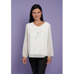 Seidel Moden Damen Langarmbluse, wei&szlig;, Gr. 48, unifarben, Web, Obermaterial: 100% Polyester. Obermaterial 2: 95% Viskose, 5% Elasthan, Blusen, im
