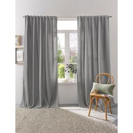 Vorhang Andas, B:135cm H:145cm, silber, Polyester, Wohnzimmer, Gardinen, "Elk&aelig;r", Thermo, mit Multifunktionsband