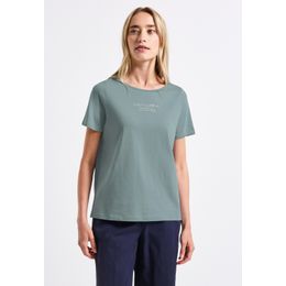 Street One Damen T-Shirt, blau, Gr. 36, bedruckt, Web, 100% Baumwolle, Shirts, aus reiner Baumwolle