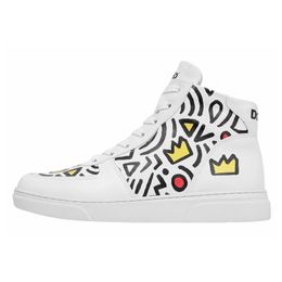 DOGO Damen Sneaker "Ace Boots Abstract Outline White Damen High Sneaker, Ace Boots", Gr. 38, wei&szlig;, Lederimitat, Schuhe, Handgefertigt