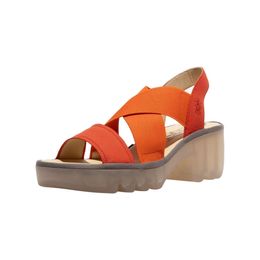 Fly London Damen Riemchensandale "Fly London Sandalen Leder/Textil", Gr. 35, orange, Leder, Textil, Schuhe
