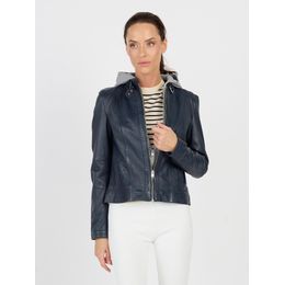 JCC Damen Lederjacke "31024030", blau, Gr. 42, Obermaterial: 100% Lammleder. Futter: 70% Baumwolle, 30% Polyester, Jacken