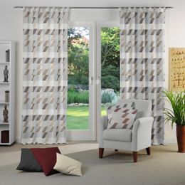 Vorhang WIRTH, B:132cm H:175cm, braun, Jacquard, Baumwolle, Polyester, Wohnzimmer, Gardinen, "Bray"