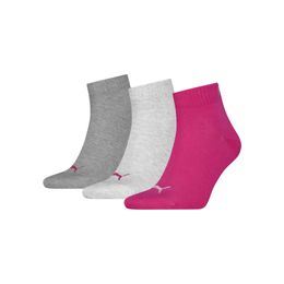 Puma Herren Kurzsocken "Puma UNISEX QUARTER PLAIN 3P", Gr. 39, rosa, Baumwollmischung, Socken, mit kleinem Logo