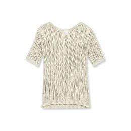Madeleine Mode MADELEINE Damen Longpullover "Pullover Ajourpullover aus edlem italienischem B&auml;ndchengarn", wei&szlig;, Gr. 36, Obermaterial: 75% Baumwolle CO. 25%