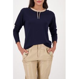 monari Damen Sweatshirt "Sweatshirt Basic Schmuckdetail", blau, Gr. 46, unifarben, Sweatware, Obermaterial: 52% Modal, 42% Polyester, 6% Elasthan,