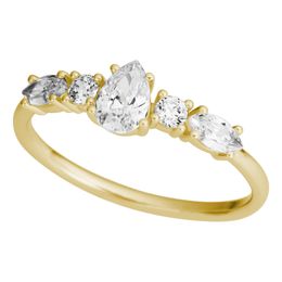Firetti Damen Fingerring "Schmuck Geschenk Gold 375 Damenring Goldring Fantasie", 17, Gelbgold 375, 1,5mmgelbgoldfarben, kristallwei&szlig;, Gelbgold 375,