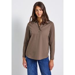 Street One Damen Hemdbluse, braun, Gr. 34, unifarben, Web, 100% Baumwolle, Blusen, aus reiner Baumwolle