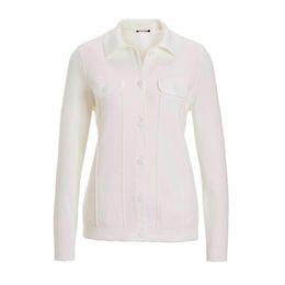 GOLDNER Damen Strickjacke "Kurzgr&ouml;&szlig;e Baumwoll-Cardigan in roter Jeansoptik", beige, Gr. 25, Obermaterial: 50% Baumwolle CO. 50% Polyacryl PAN.,