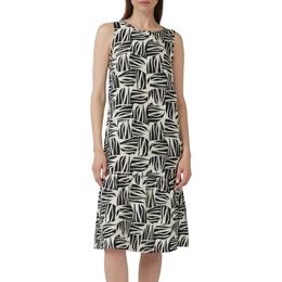 s.Oliver Damen Midikleid, schwarz, Gr. 46, bedruckt, Web, Obermaterial: 84% Viskose, 16% Polyamid, Kleider, mit All-Over Print