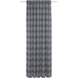 Vorhang Adam, B:142cm H:175cm, blau, Jacquard, Baumwolle, Wohnzimmer, Gardinen, "Romantic Puligny", aus 100% Bio-Baumwolle
