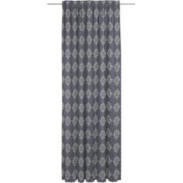 Vorhang Adam, B:142cm H:225cm, blau, Jacquard, Baumwolle, Wohnzimmer, Gardinen, "Romantic Puligny", aus 100% Bio-Baumwolle