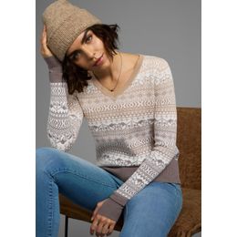 Kangaroos Damen Jacquardpullover, grau, Gr. 52, gemustert, Feinstrick, Obermaterial: 50% Baumwolle, 50% Polyacryl, Pullover, im Norweger-Muster mit
