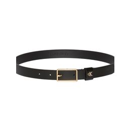 Calvin Klein Damen Ledergürtel "SQUARE BUCKLE CK LOOP 25MM", schwarz, Gr. 95, unifarben, Rindsleder, Gürtel, Größenverstellbar