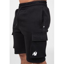 GORILLA WEAR Herren Shorts, schwarz, Gr. S, unifarben, 60% Baumwolle, 40% Polyester, Hosen, mit praktischen Taschen und Kordelzug