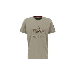 Herren T-Shirt "Camo Puff Print T-Shirt", grün, Gr. L, Alpha Industries, Obermaterial: 100% Baumwolle, Shirts