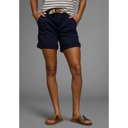 DELMAO Damen Shorts, blau, Gr. 34, Web, Obermaterial: 98% Baumwolle, 2% Elasthan, Hosen, in trendiger Turn-up Form