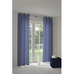 Vorhang Adam, B:145cm H:225cm, blau, Jacquard, Baumwolle (Bio-Baumwolle), Wohnzimmer, Gardinen, "Uni Collection", aus 100% Bio-Baumwolle
