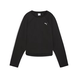 Puma Damen Sweatshirt "Evostripe Comfort Short Sweatshirt Damen", schwarz, Gr. S, Obermaterial: 77% Baumwolle, 23% Polyester; Rippe: 3% Elasthan, 97%