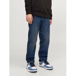 Jack & Jones Jungen Relax-fit-Jeans "JJICHRIS robust, pflegeleicht, stylisch", blau, Gr. 134, JACK & JONES JUNIOR, Abriebeffekte, Denim/Jeans, Obermaterial: 100%