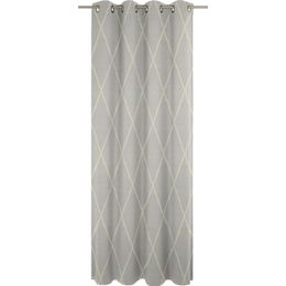 Vorhang Adam, B:145cm H:245cm, grau, Jacquard, Baumwolle (Bio-Baumwolle), Wohnzimmer, Gardinen, "Casket Valdelana Light", aus 100% Bio-Baumwolle