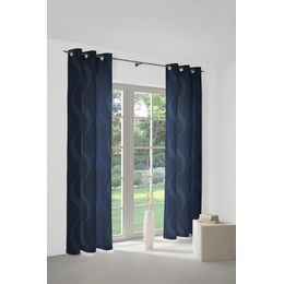 Vorhang WIRTH, B:132cm H:180cm, blau, Jacquard, Obermaterial: 75% Polyester, 25% Baumwolle, Wohnzimmer, Gardinen, "Lupara"