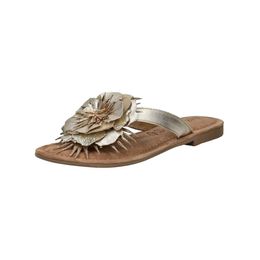 Lazamani Damen Zehentrenner "Lazamani Zehensteg Leder", Gr. 37, gold, Leder, Schuhe