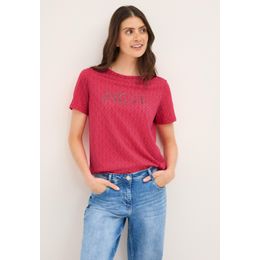 Cecil Damen T-Shirt, rot, Gr. L, bedruckt, Web, 50% Baumwolle, 50% Polyester, Shirts, mit Burnout-Optik