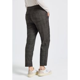 Street One Damen Stoffhose, braun, Gr. 38, kariert, Stoff, 65% Polyester, 30% Viskose, 5% Elasthan, Hosen, Middle Waist