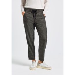 Street One Damen Stoffhose, braun, Gr. 42, kariert, Stoff, 65% Polyester, 30% Viskose, 5% Elasthan, Hosen, Middle Waist