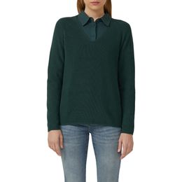 s.Oliver Damen Strickpullover, gr&uuml;n, Gr. 36, unifarben, Strick, Obermaterial: 60% Baumwolle, 40% Polyacryl, Pullover, mit V-Ausschnitt