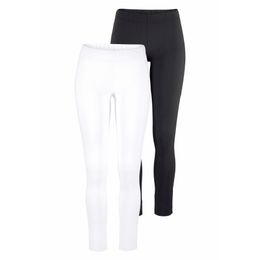 Boysen's BOYSEN'S Damen Leggings, schwarz-wei&szlig;, Basic, Gr. 48, unifarben, Jersey, Obermaterial: 95% Baumwolle, 5% Elasthan, Hosen, mit Baumwolle NEUE FARBE