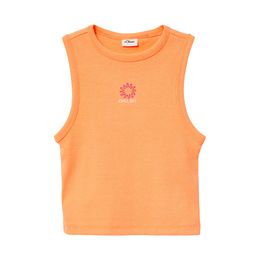s.Oliver JUNIOR Mädchen Tanktop, orange, Gr. 170, bestickt, unifarben, Rippware, Obermaterial: 62% Polyester, 33% Baumwolle, 5% Elasthan, Tops, mit