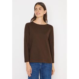 Cecil Damen Langarmshirtchocolate mousse, Gr. XXL, unifarben, Web, 100% Baumwolle, Shirts, aus reiner Baumwolle