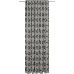 Vorhang Adam, B:142cm H:245cm, schwarz, Jacquard, Baumwolle, Wohnzimmer, Gardinen, "Romantic Puligny", aus 100% Bio-Baumwolle