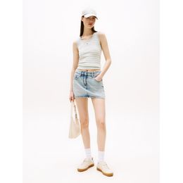 Tommy Jeans Damen Tanktop "TJW ESSENTIAL RIB TANK EXT"misty sage, stripe, Gr. XL, gestreift, Single Jersey, Obermaterial: 95% Baumwolle, 5% Elasthan,