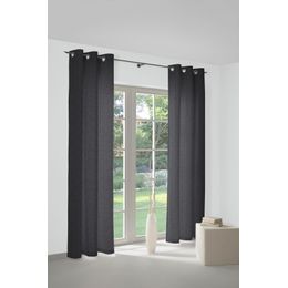 Vorhang WIRTH, B:132cm H:145cm, schwarz, Jacquard, Baumwolle, Polyester, Wohnzimmer, Gardinen, "Torbole"