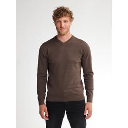 Herren V-Ausschnitt-Pullover "V-Neck Basi", braun, Gr. XXL, PETROL INDUSTRIES, unifarben, Feinstrick, Obermaterial: 50% Baumwolle, 50% Polyacryl,